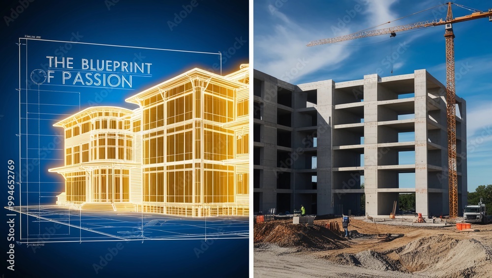 The Blueprint of Passion, A side-by-side image where one half shows a ...