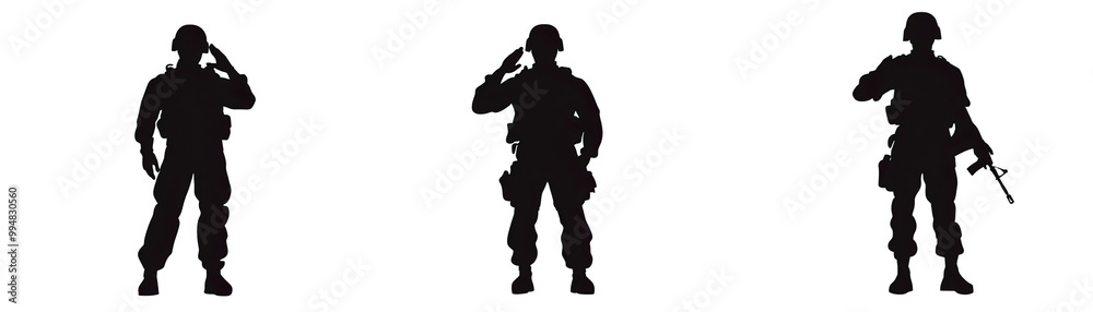 Superhero Soldier Silhouettes for Memorial Day Artworks. Standing ...