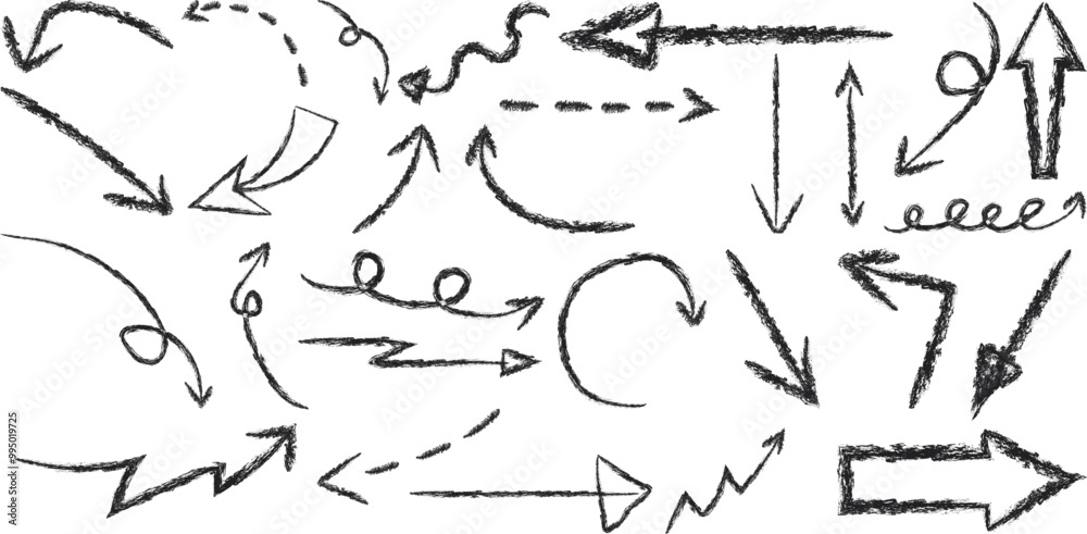 Sketchy arrows, Chalk arrow ,collection of messy and scribbled arrows ...