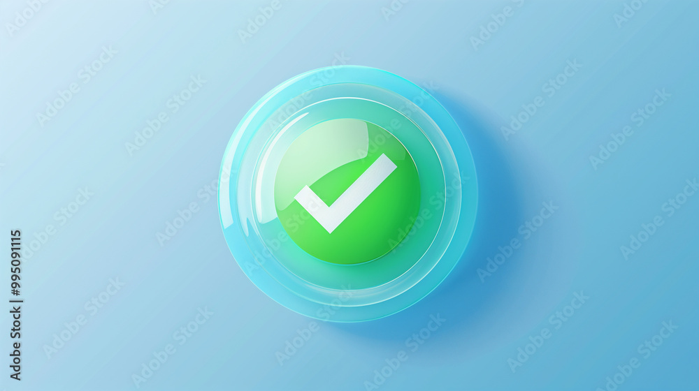 Green check mark symbol in a circular design, representing approval ...