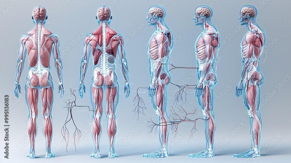 A top-down view of the male body showing the cardiovascular system ...