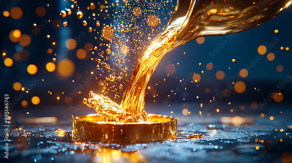Liquid gold is pouring into mold, creating mesmerizing display of ...