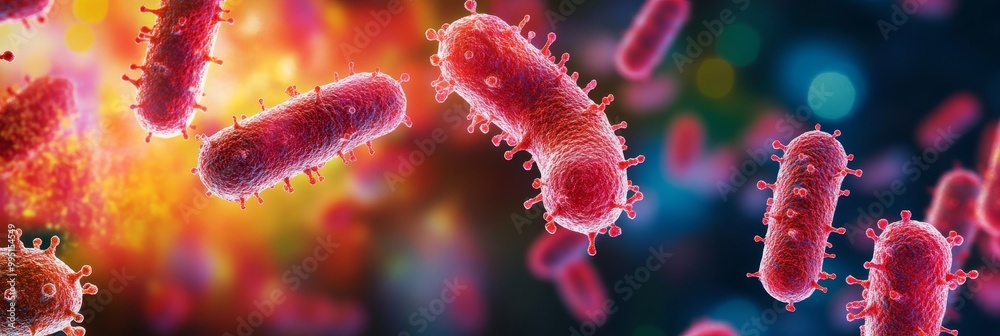 Microscopic View of Bacteria with Colorful Background, showcasing the ...