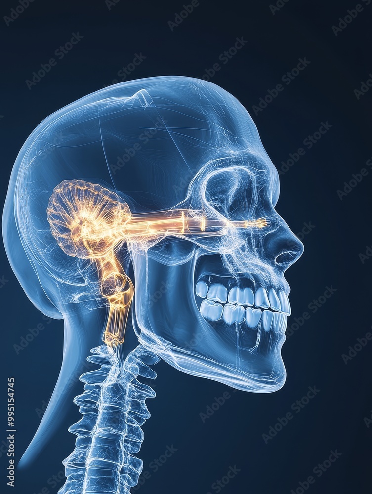 Medical illustration showcasing the temporomandibular joint, a crucial ...