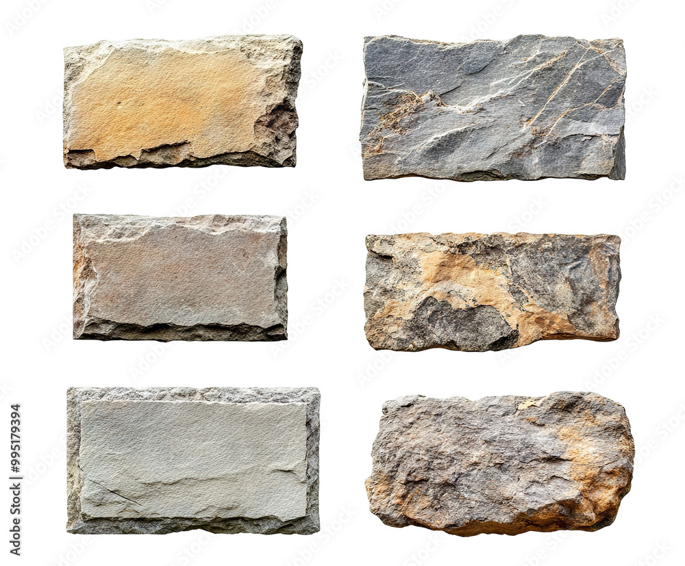 Assorted stone signboards in various colors and textures, isolated on ...