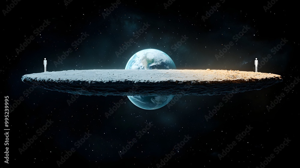 Illustrated comparison showcasing the contrasting models of a spherical ...