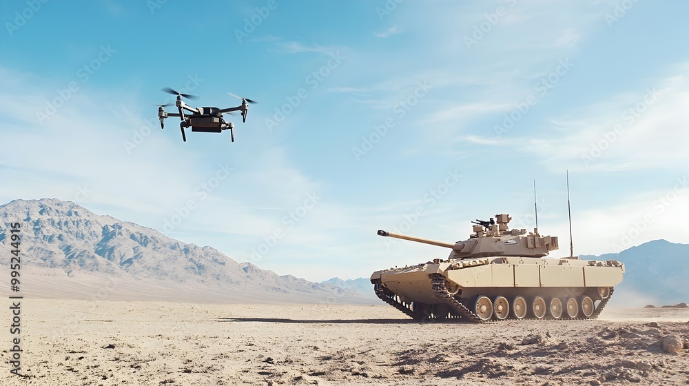 Military Tank Deployed in Desert Environment Activates Advanced Anti ...