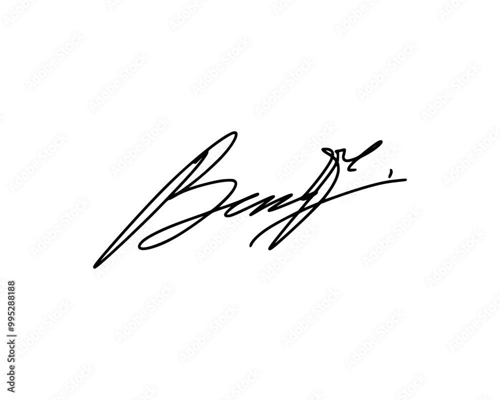 Abstract signature idea starting letter B for document. Vector with ...
