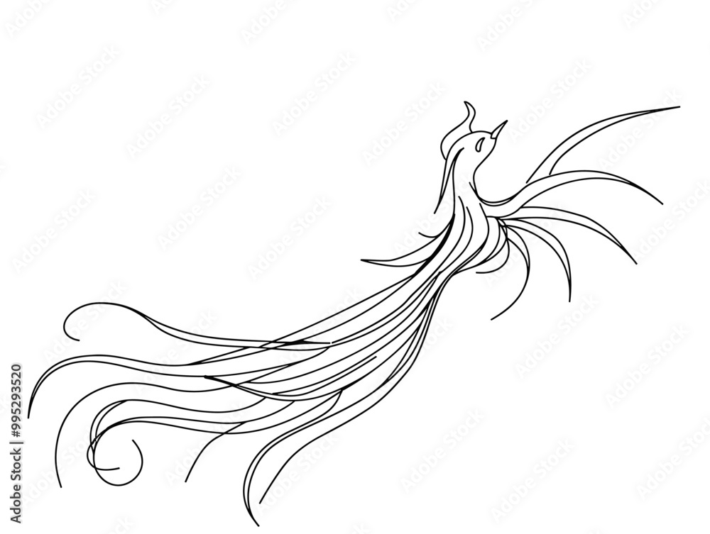 Phoenix Rising: The Triumph Over Adversity - A Minimalist Line Drawing ...