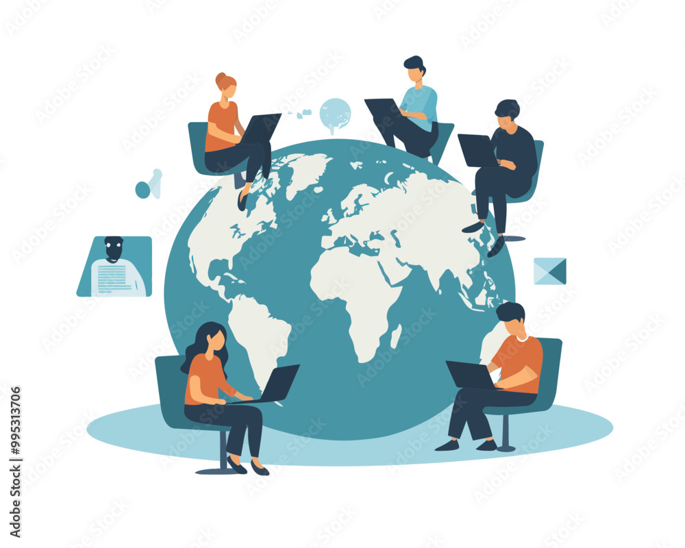 Remote Global Business Collaboration, International Teamwork, Working ...