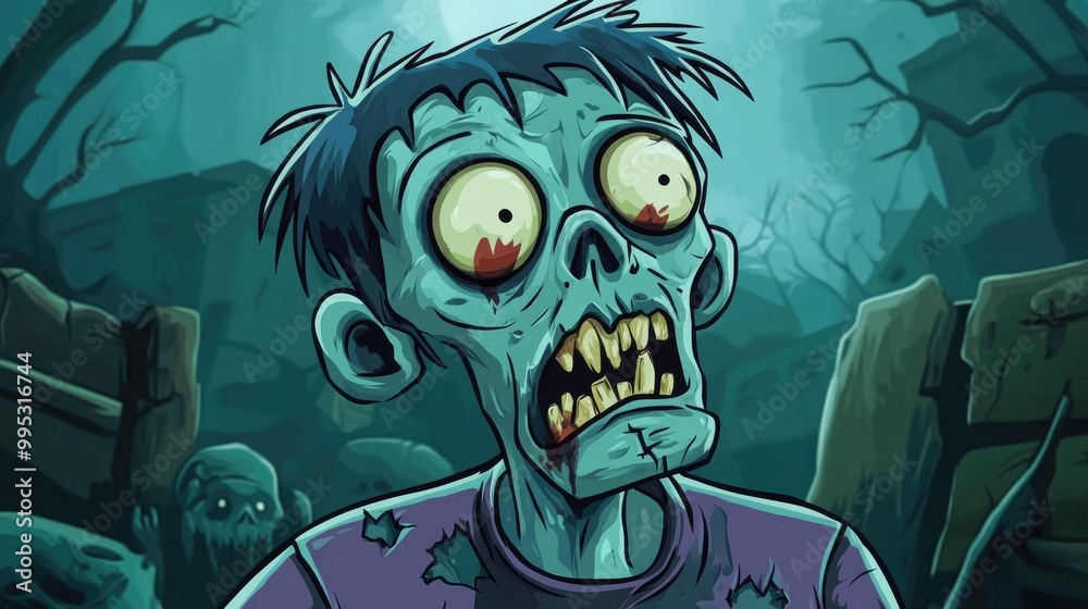 Undead zombie theme 2D cartoon illustration suitable for use as a logo ...