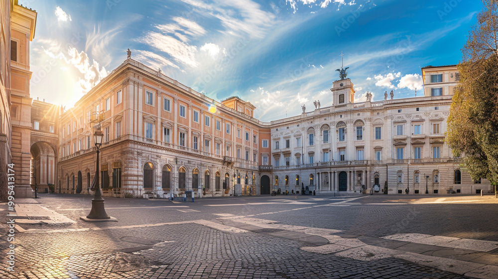 Historic Italian Piazza at Sunrise with Stunning Architecture ...
