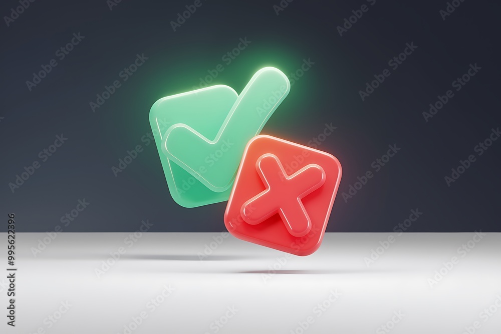 Green Check Mark and Red Cross Symbolizing Right and Wrong Choices ...