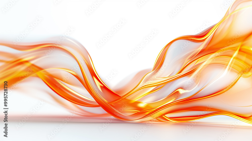 Soft, translucent waves of orange flow gracefully across a white ...