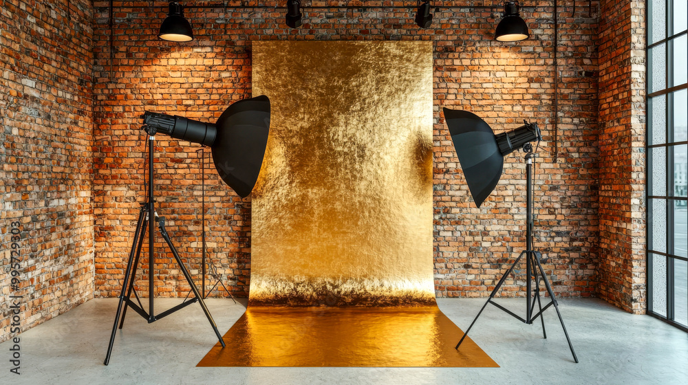 Golden Hour Studio Setup: Professional photography studio with gold ...