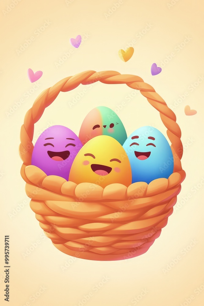 a colorful Easter basket filled with meme character eggs, featuring ...