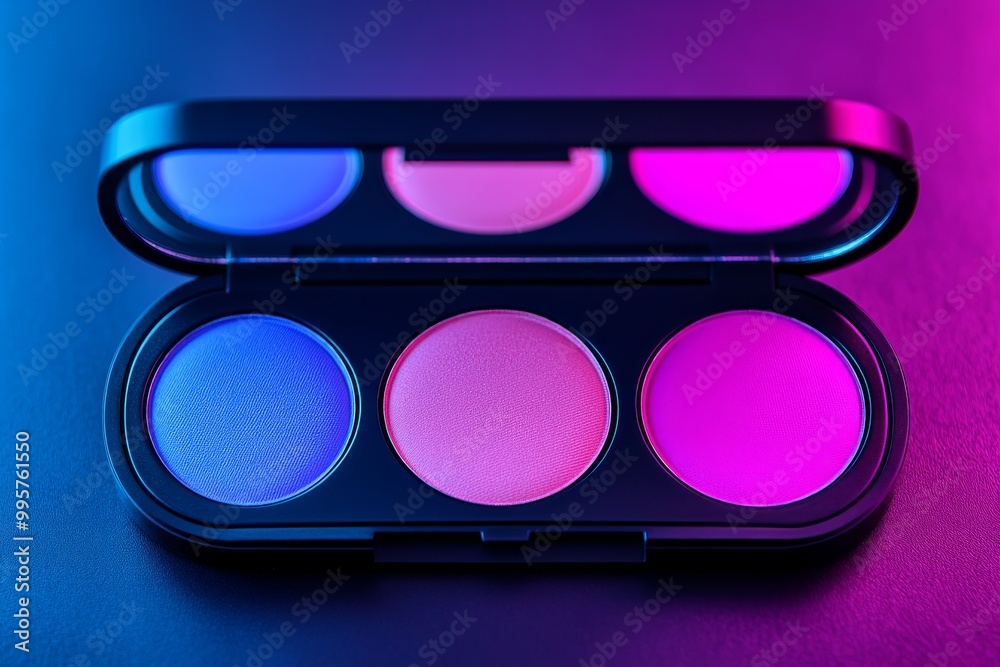 Compact round duo palette featuring vibrant pink and purple blushes ...