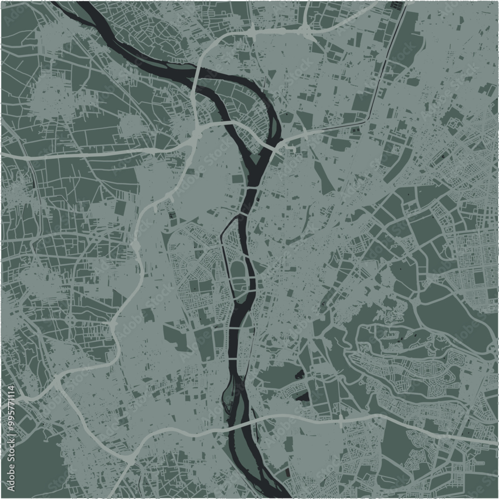 Map of Cairo in Egypt in a smooth dark style. Contains layered vector ...