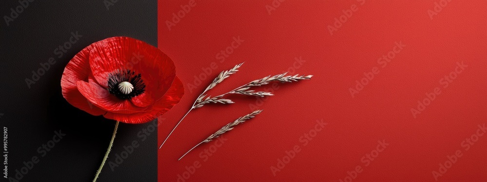 Remembrance banner: design showcasing the poppy symbol for Poppy Day ...