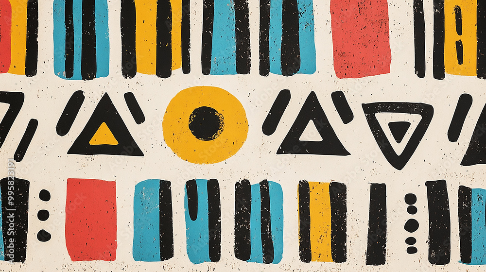Background full African tribe pattern, primary colors. Stock ...