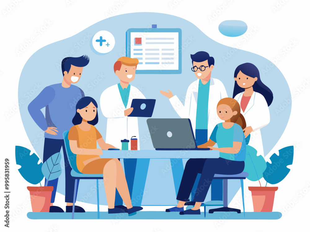 Doctor hospital team medical document health medicine healthcare meeting teamwork laptop ...