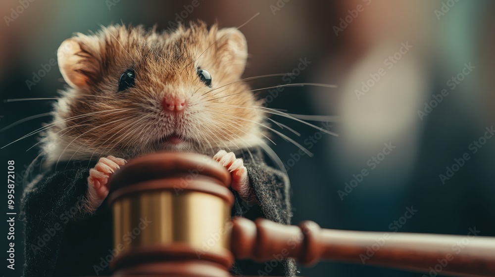 An adorable hamster dressed as a judge, complete with a miniature gavel ...