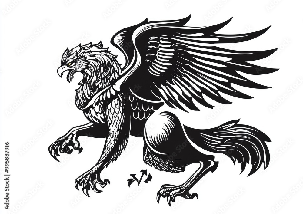Heraldic griffin symbol representing strength and emblematic animal for ...