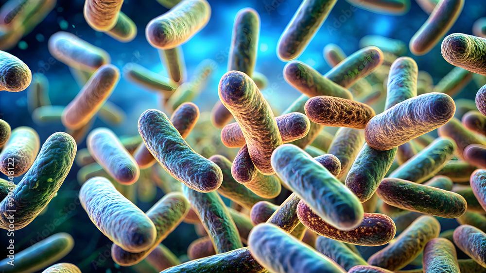 E. Coli bacteria cells magnified under microscope, bacteria ...