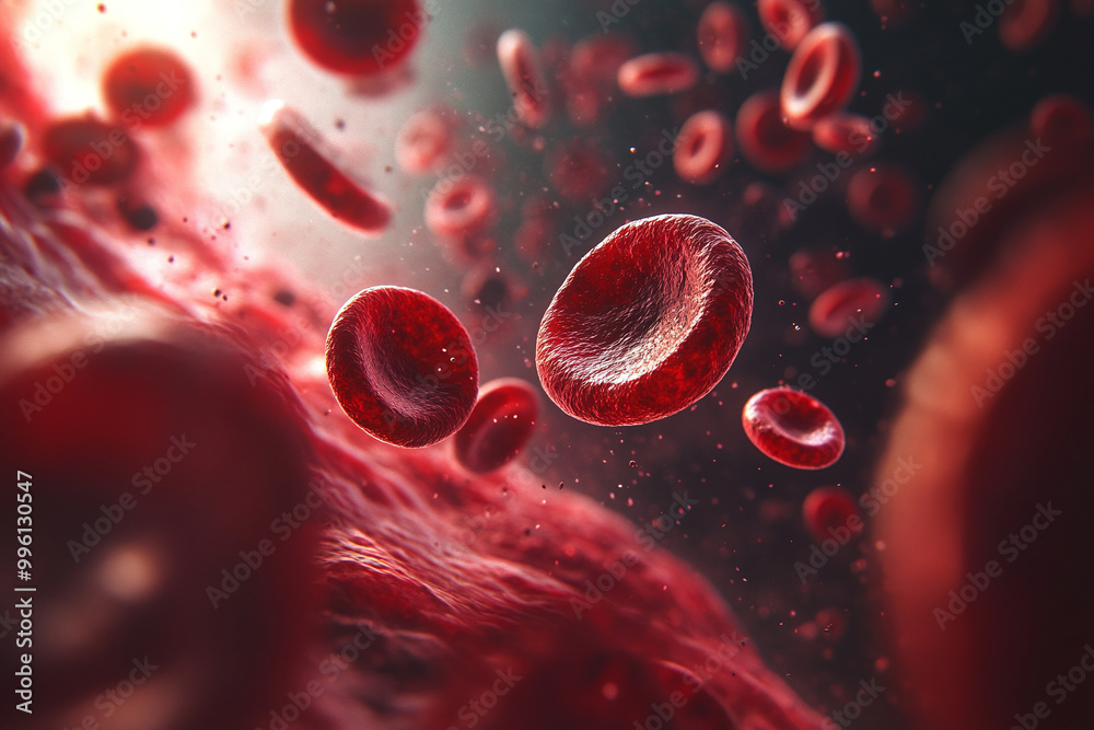 Close-up of Blood Cells Flowing Through Blood, Leukocytes and ...