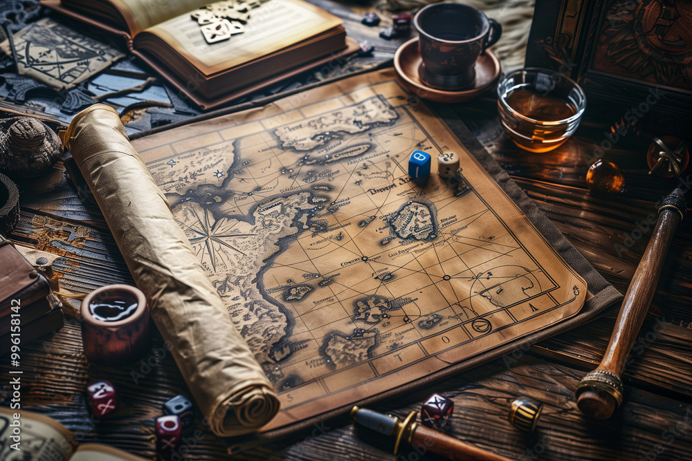 Role-playing Game Map Featuring Magical Fantasy Places for Tabletop RPG ...