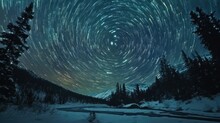 Star Trails Over Frozen River Free Stock Photo - Public Domain Pictures