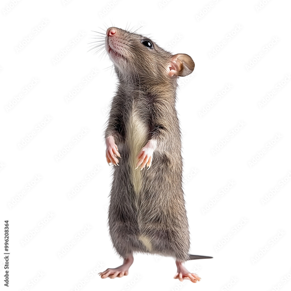rat stands on its hind legs and looking up isolated on transparent background Generative AI ...