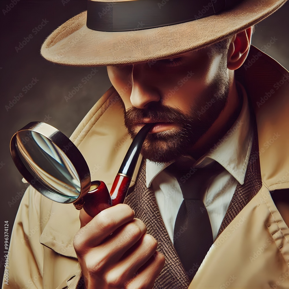 Detective illustration Stock Photo | Adobe Stock