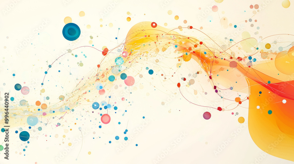 An abstract mind map with floating nodes and dynamic connections ...