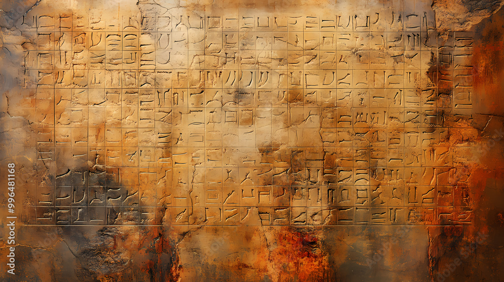 Cuneiform script wall art: ancient mesopotamian-inspired masterpiece ...