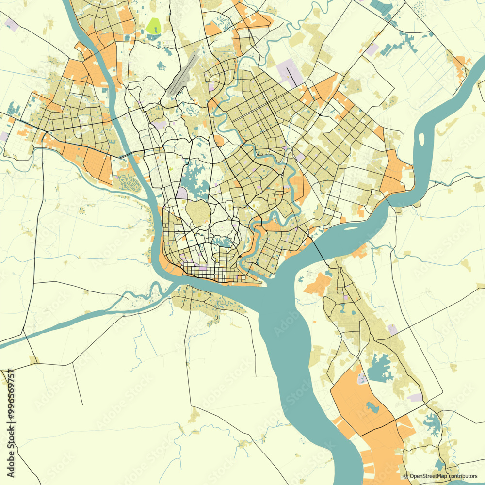 Vector city map of Yangon, Myanmar Burma Stock Vector | Adobe Stock