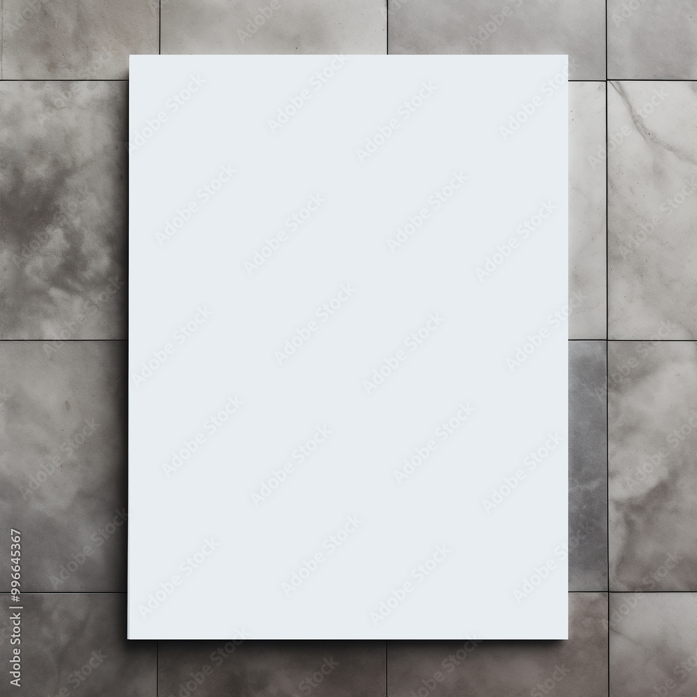 Mockup of a 3x4 vertical poster on gray concrete wall background ...