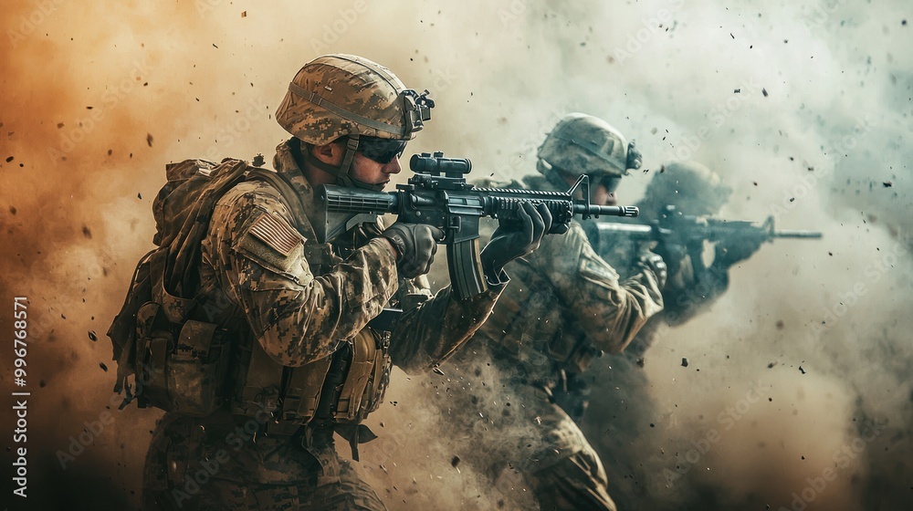 a modern military operation, showcasing soldiers strategizing and ...