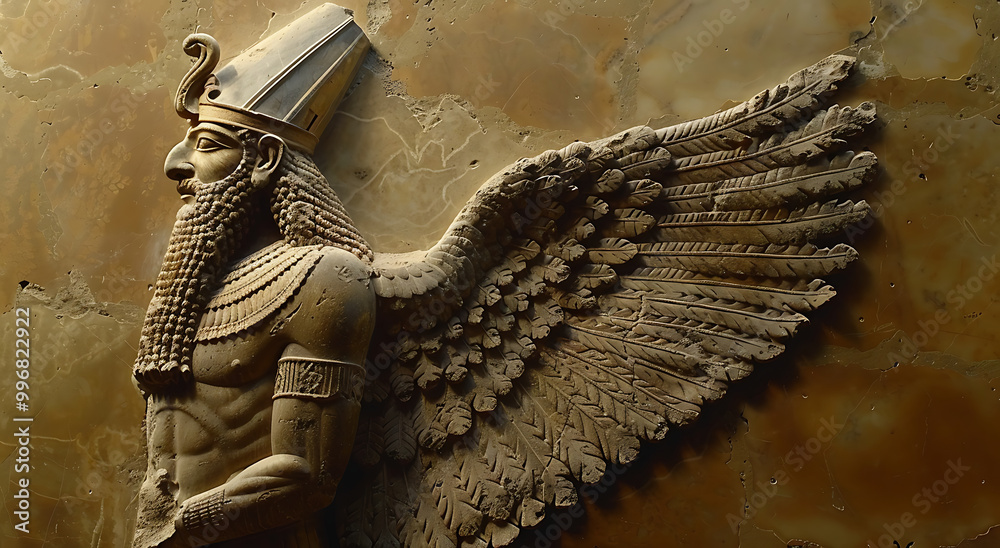 Fotografie Ancient Sumerian Gods old anunnaki structure of Anunnaki. Enlil, Enki, Ea, El, Ishtar ...