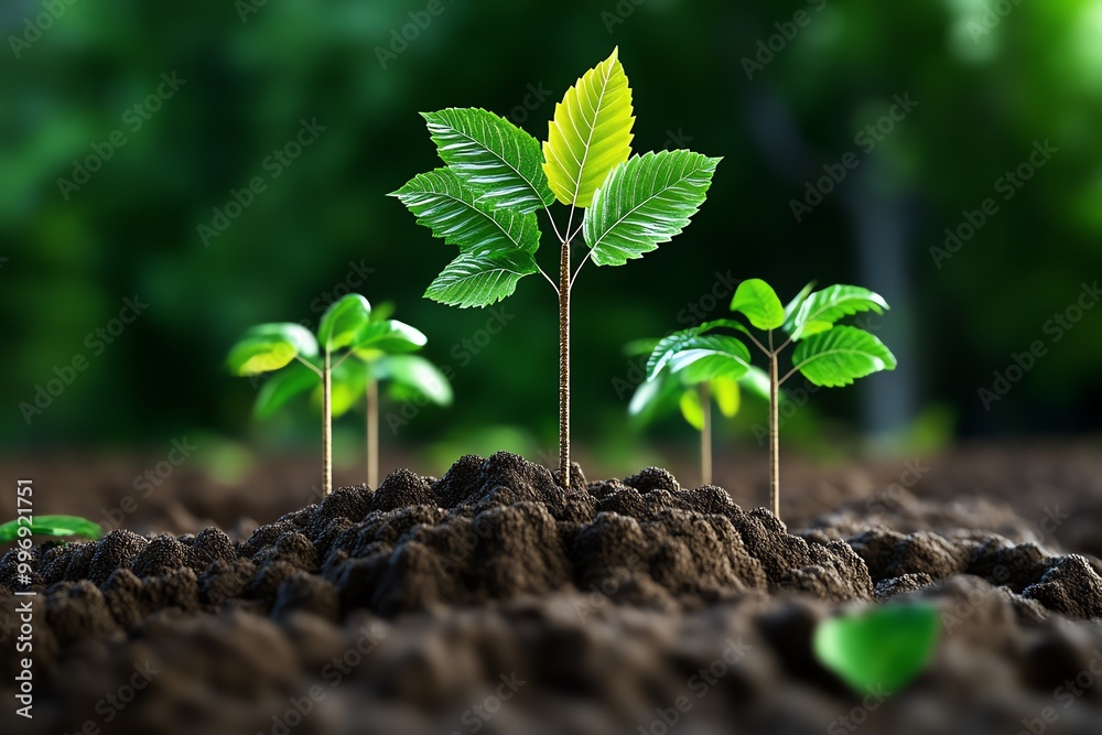 A hyper-realistic image of a forest being planted as part of a carbon ...