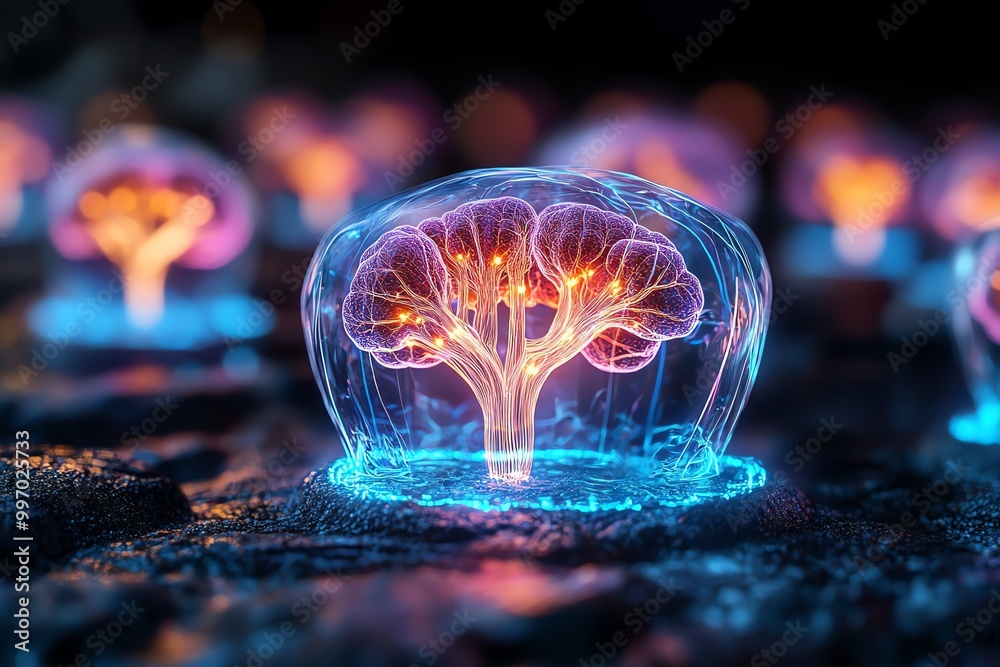 Endocrine System hormones visualized in a Digital 3D environment, where ...