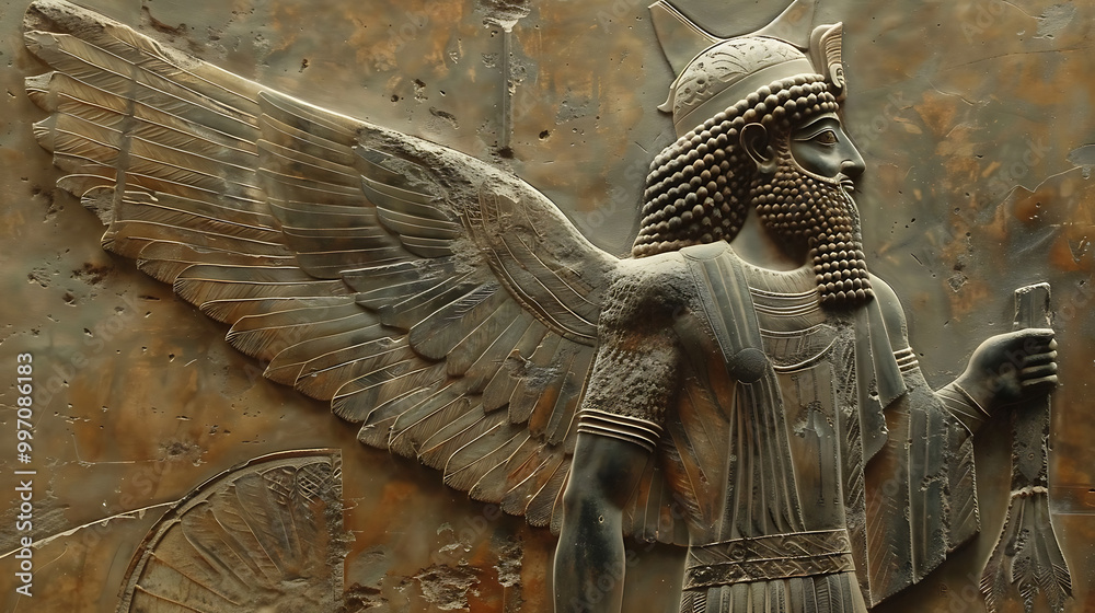 Fotografie Ancient Sumerian Gods old anunnaki structure of Anunnaki. Enlil, Enki, Ea, El, Ishtar ...