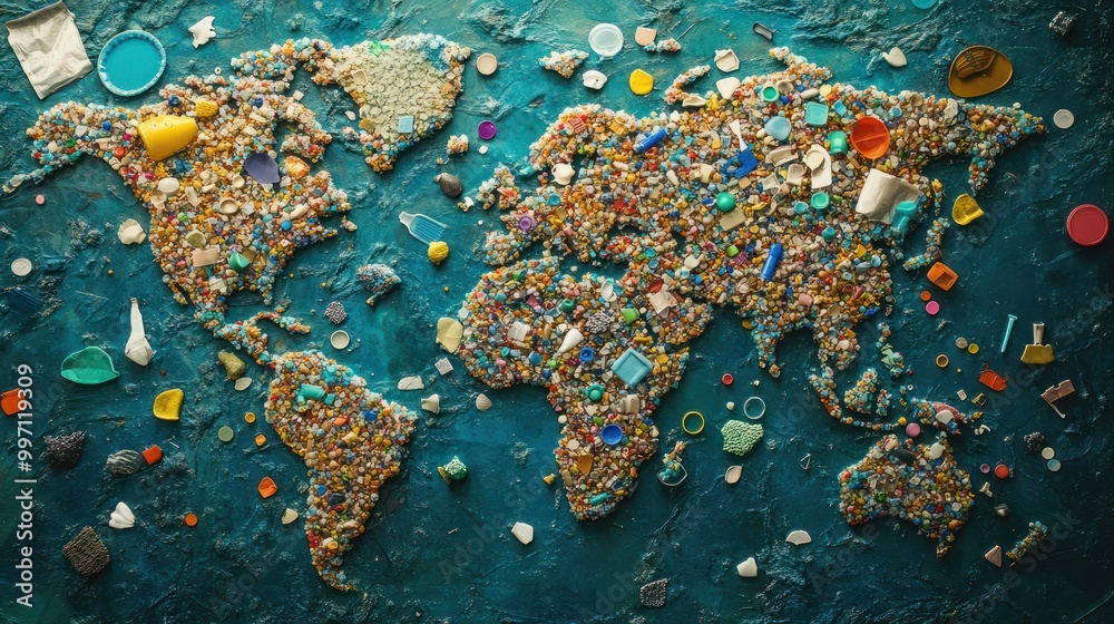 Stock-Foto „Global environmental issue of microplastic pollution ...