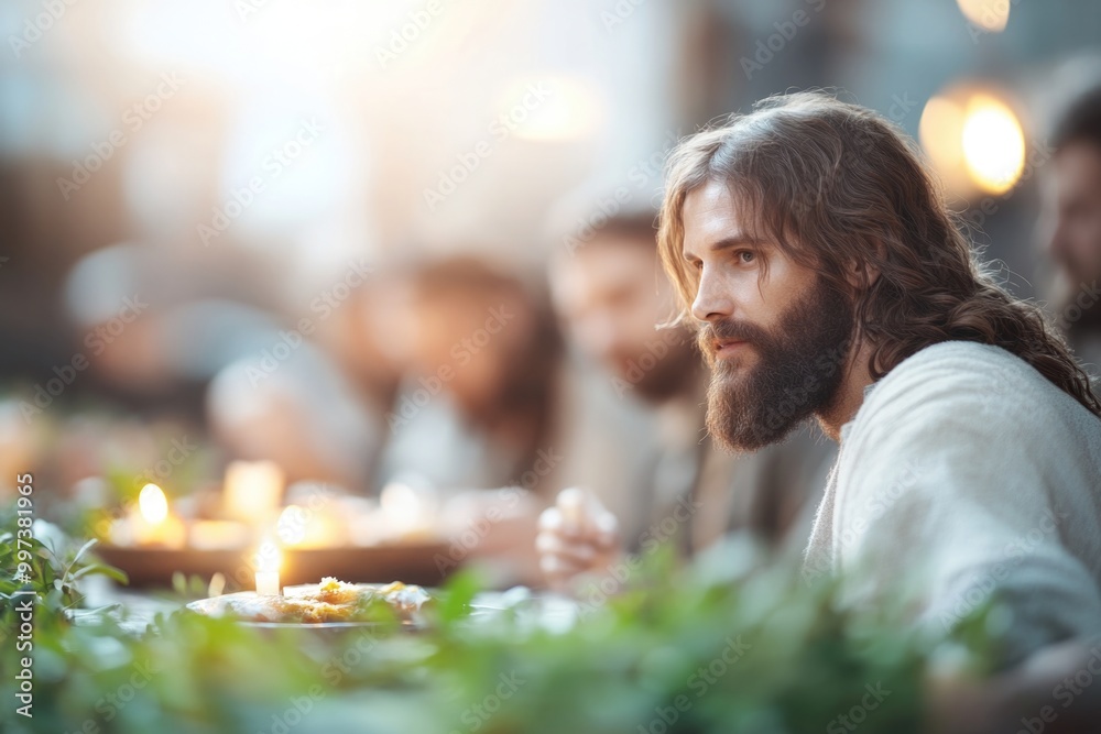 Biblical depiction: The Last Supper with Jesus Christ, illustrating a ...