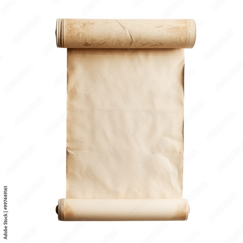 Blank paper scroll mock-up with rolling ends. png, transparent ...
