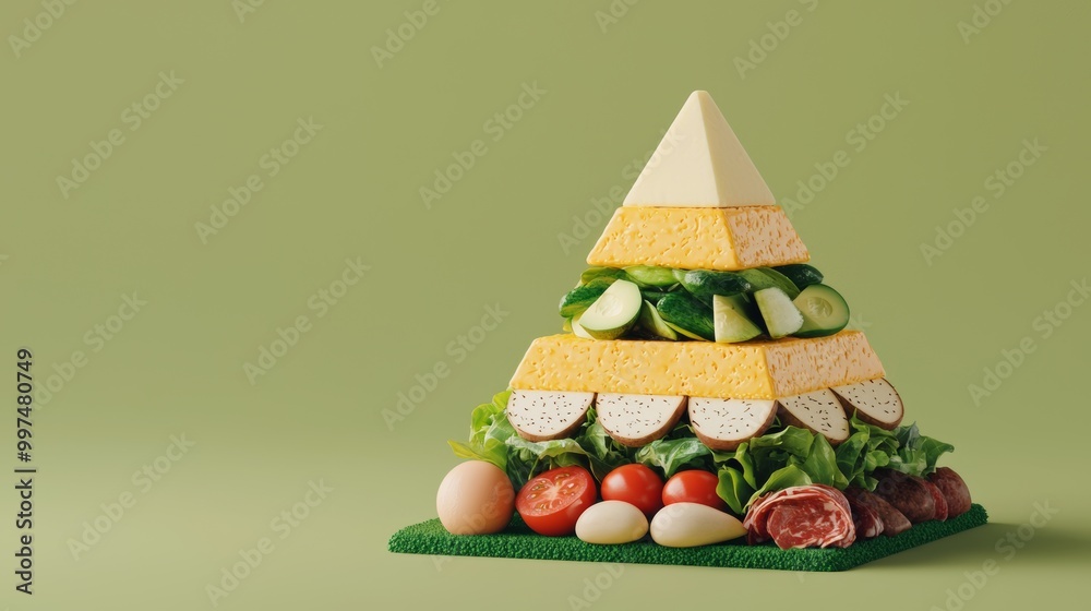3D Healthy Food Pyramid for Balanced Diet Stock Illustration | Adobe Stock