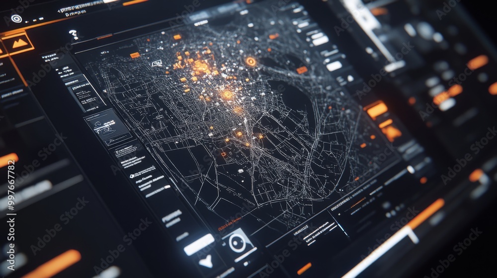 Futuristic Crime Prediction Dashboard Displaying Real Time Data On High