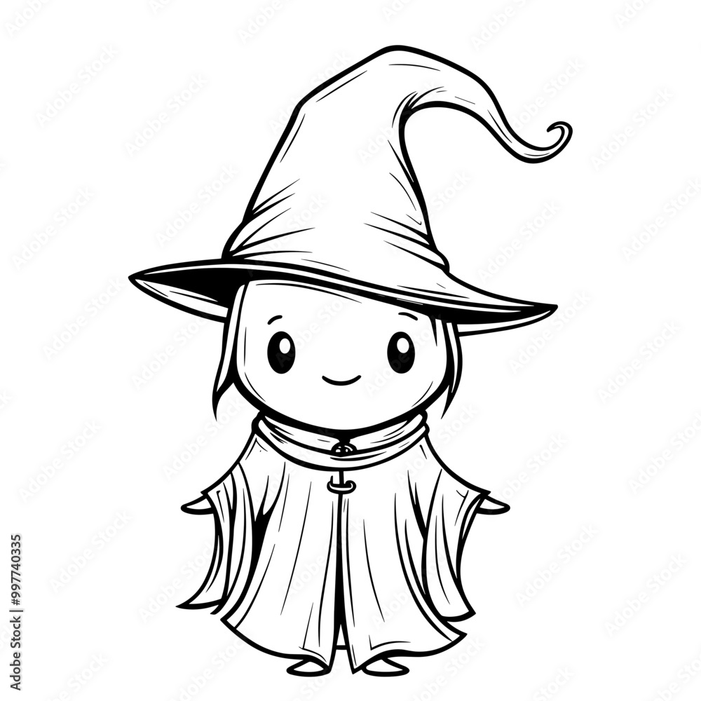 Cute kawaii wizard coloring page for kids Stock Vector | Adobe Stock
