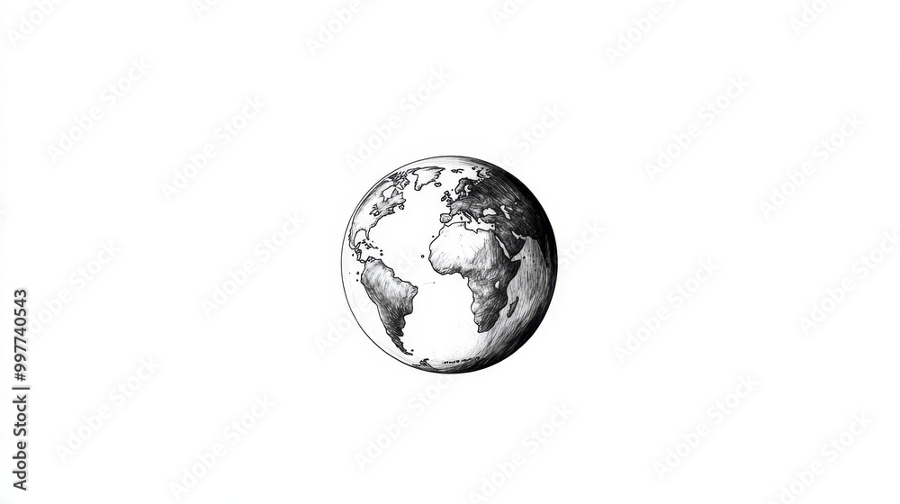 Simple Line Drawing of the Earth, representing our planet, global ...