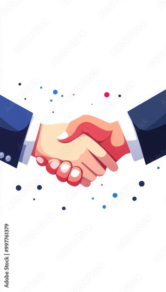 Business handshake in America on a white background flat design front ...